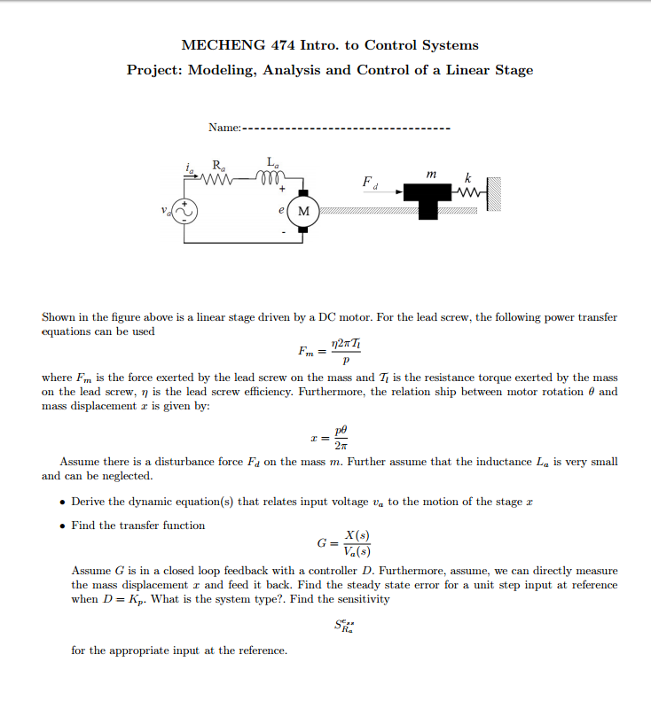 Solved Shown in the figure above is a linear stage driven by | Chegg.com