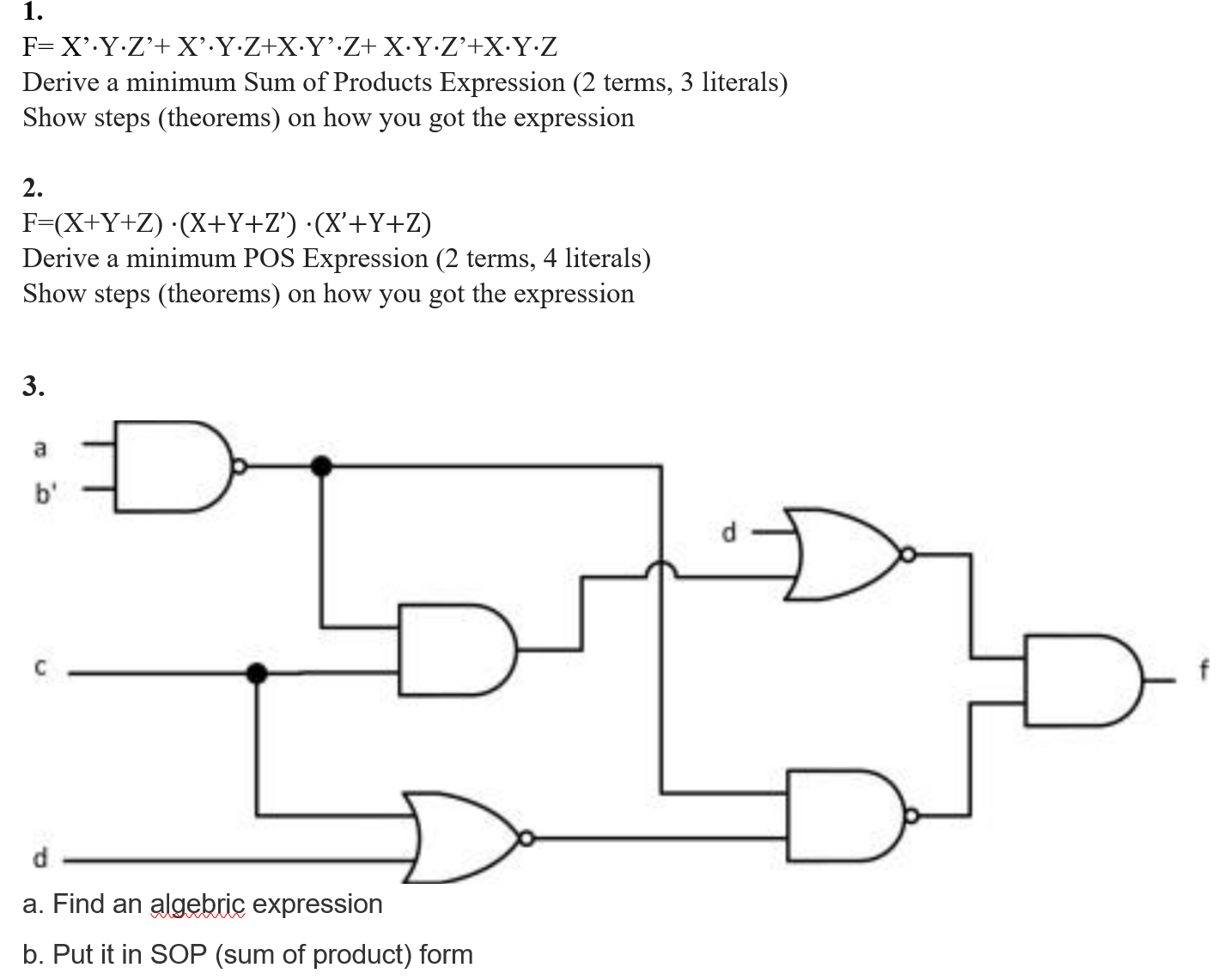 Solved SOP and POS Expressions (Show the theorms and steps | Chegg.com