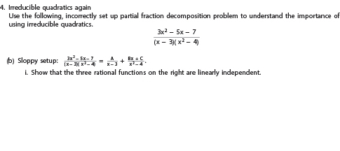 Solved 4. Irreducible quadratic again Use the following, | Chegg.com