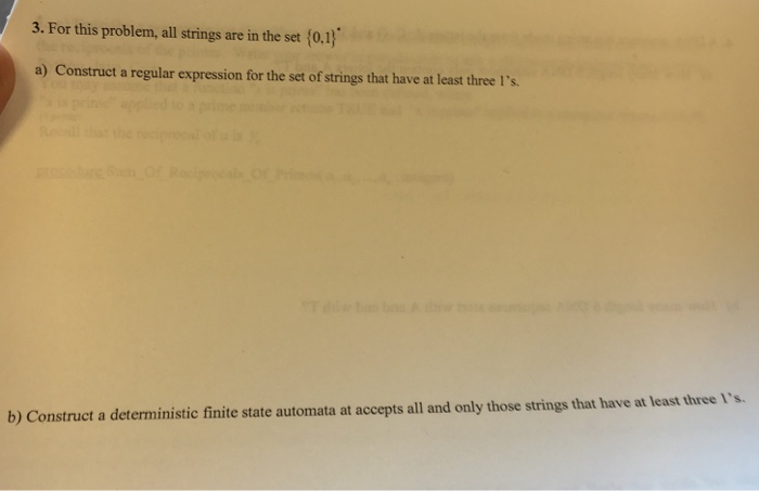 Solved For This Problem All Strings Are In The Set 01 