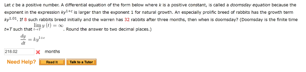 Solved Let c be a positive number. A differential equation | Chegg.com
