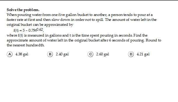 Solved Solve the problem. When pouring water from one five | Chegg.com