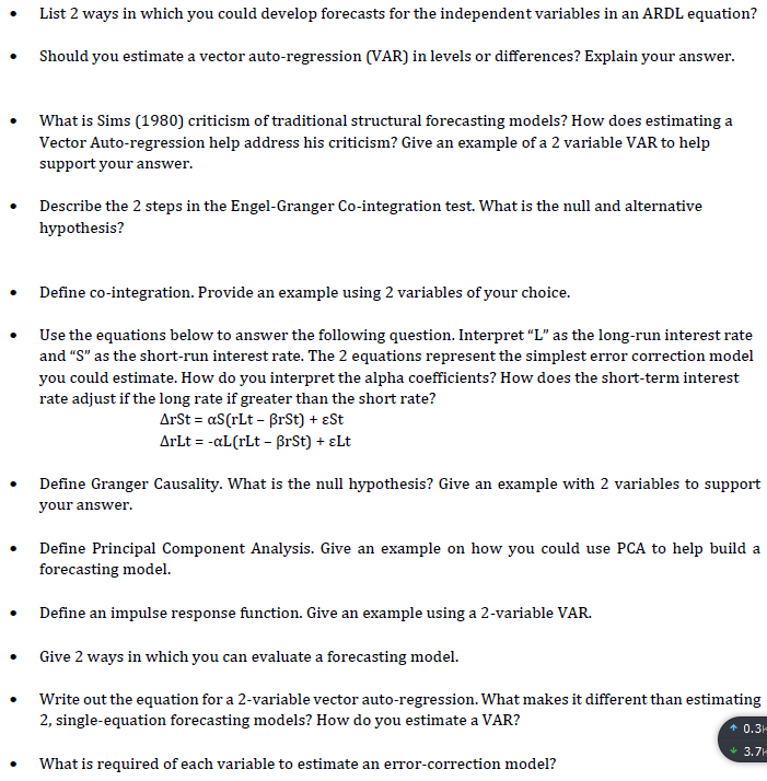 List 2 ways in which you could develop forecasts for | Chegg.com