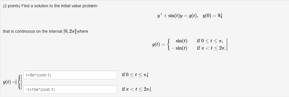 Solved (2 points) Find a solution to the initial value | Chegg.com