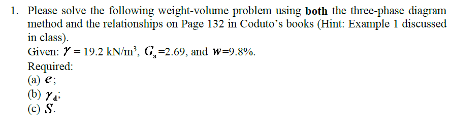 Solved Solve the following weight-volume problem using both | Chegg.com