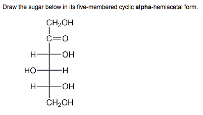 Solved Draw the sugar below in its five-membered cyclic | Chegg.com