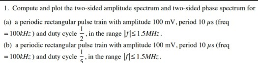 Solved 1. Compute and plot the two-sided amplitude spectrum | Chegg.com