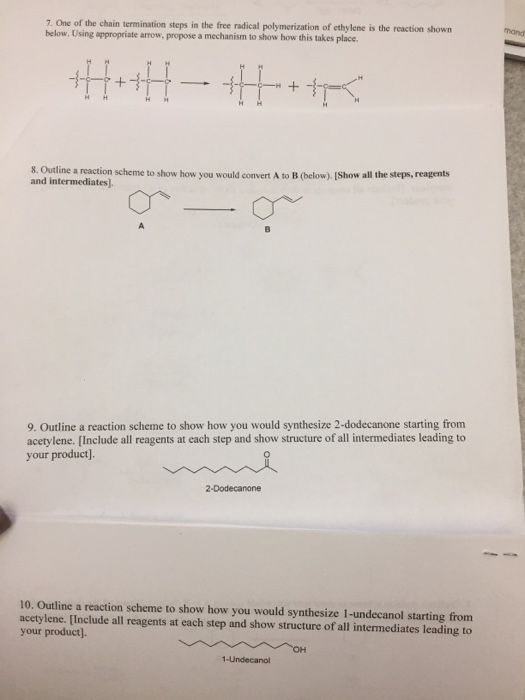 Solved One of the chain termination steps in the free | Chegg.com