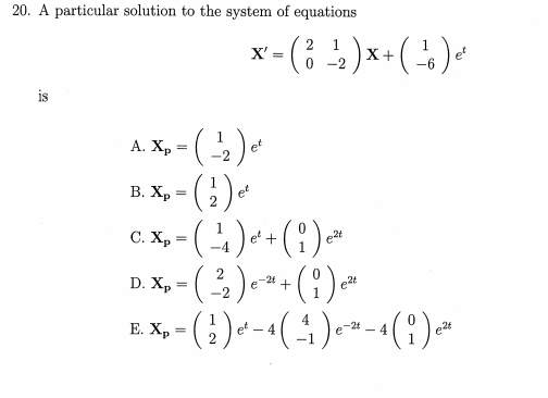 Solved A particular solution to the system of equations | Chegg.com ...