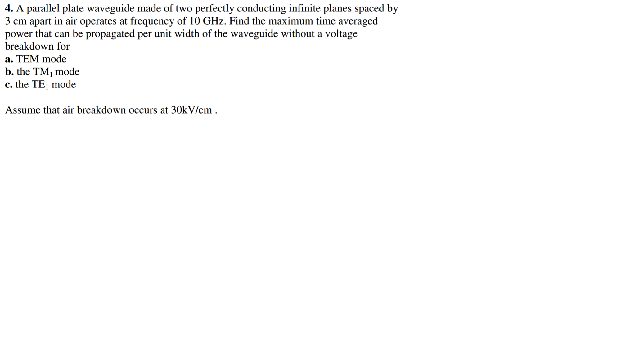 Solved A parallel plate waveguide made of two perfectly | Chegg.com