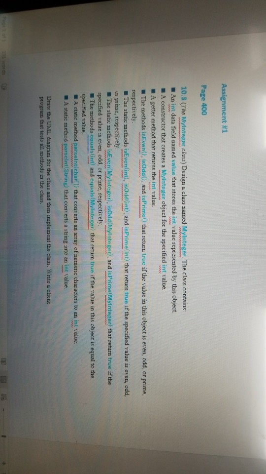 Solved Assignment 1 Page 400 10 3 The Myinteger Class Chegg