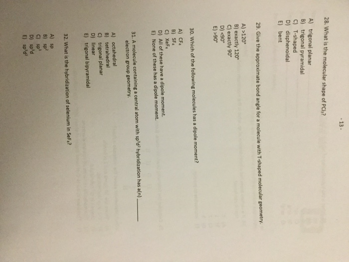 Solved What is the molecular shape of PCI_3? trigonal | Chegg.com