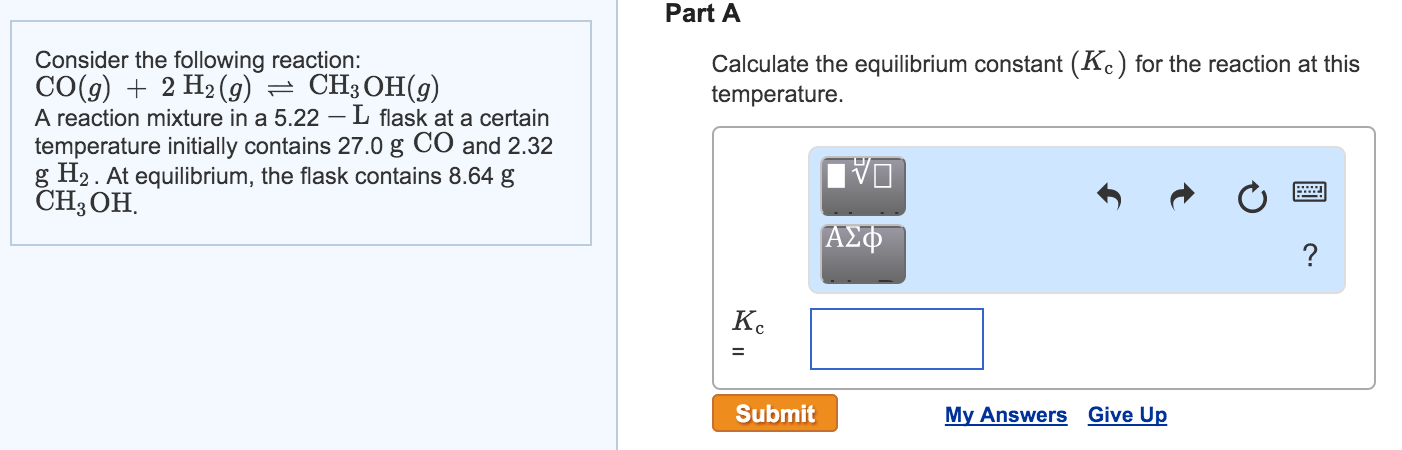 Solved Calculate the equilibrium constant (Kc) for the | Chegg.com