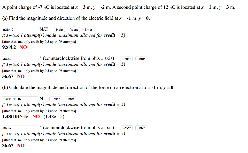 Solved A point charge of-7 mu C is located at: x = 3m, y = | Chegg.com