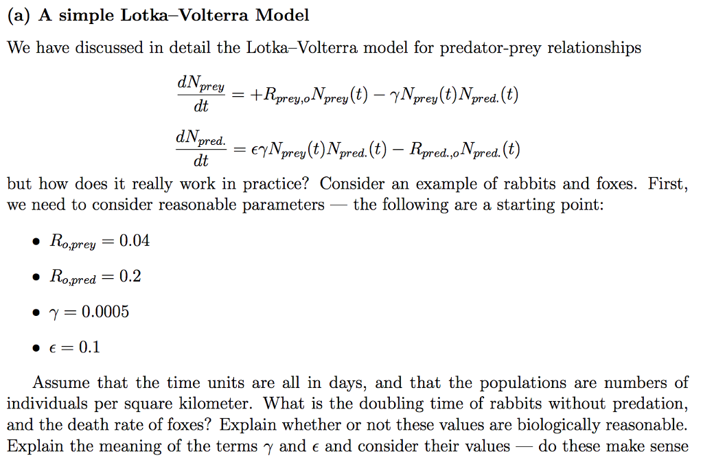 (a) A simple Lotka-Volterra Model We have discussed | Chegg.com