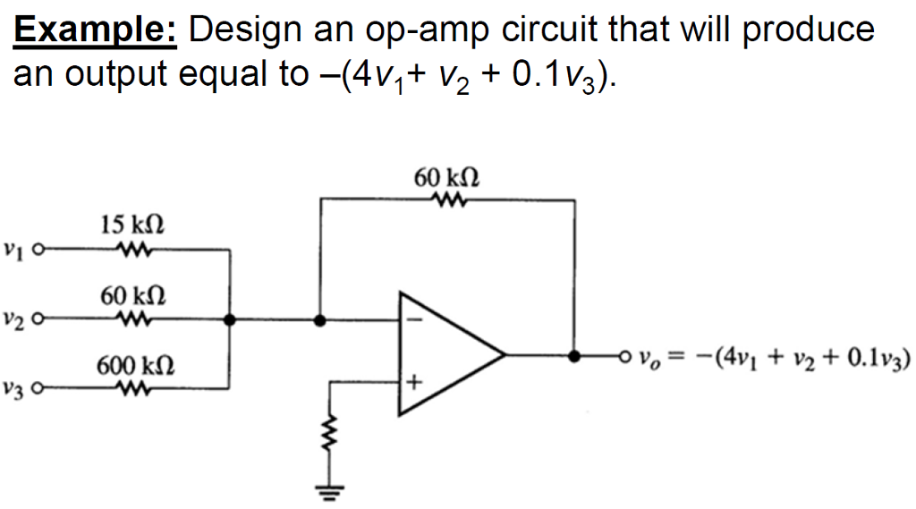 Solved Example: Design an op-amp circuit that will produce | Chegg.com