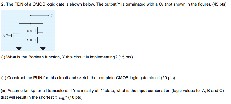 Solved The PDN of a CMOS logic gate is shown below. The | Chegg.com