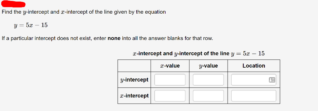 Solved Find the y-intercept and c-intercept of the line | Chegg.com