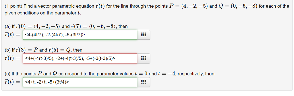 Solved Find a vector parametric equation r(t) for the line | Chegg.com