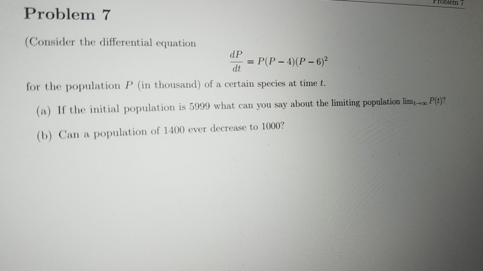 Solved Problem Problem 7 (Consider the differential equation | Chegg.com