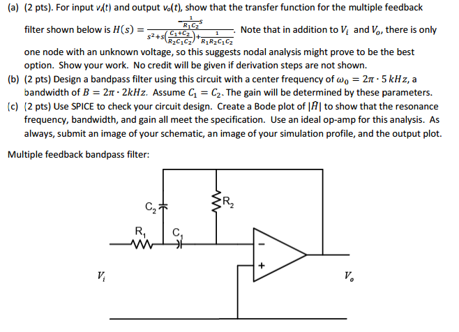 Solved For input v_i(t) and output v_o(t), show that the | Chegg.com