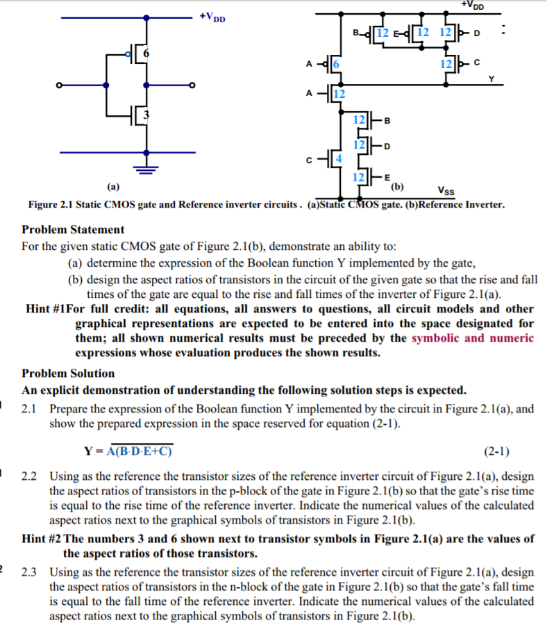 Solved 12 12 12lb D Figure 2 1 Static Cmos Gate And