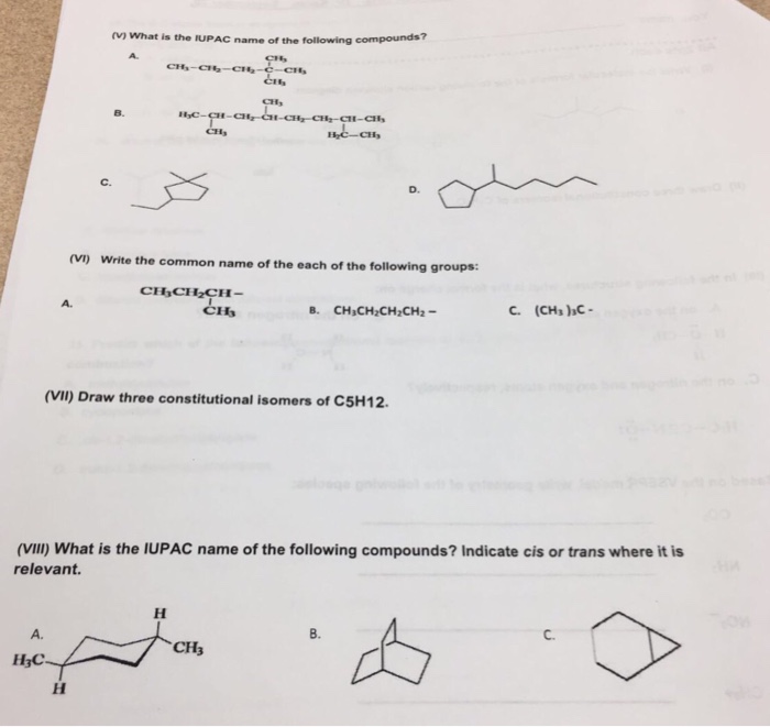 Solved What is IUPAC name of the following compounds? Write | Chegg.com