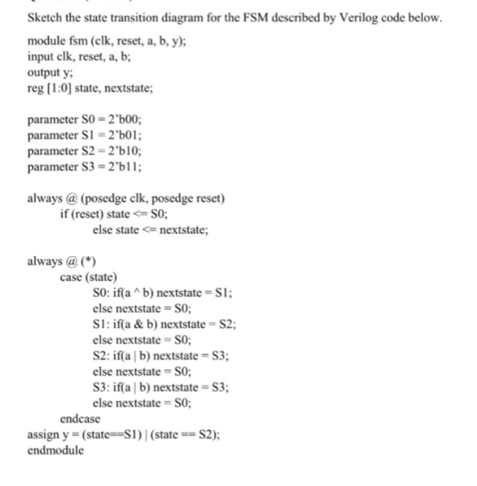 Solved Sketch the state transition diagram for the FSM | Chegg.com