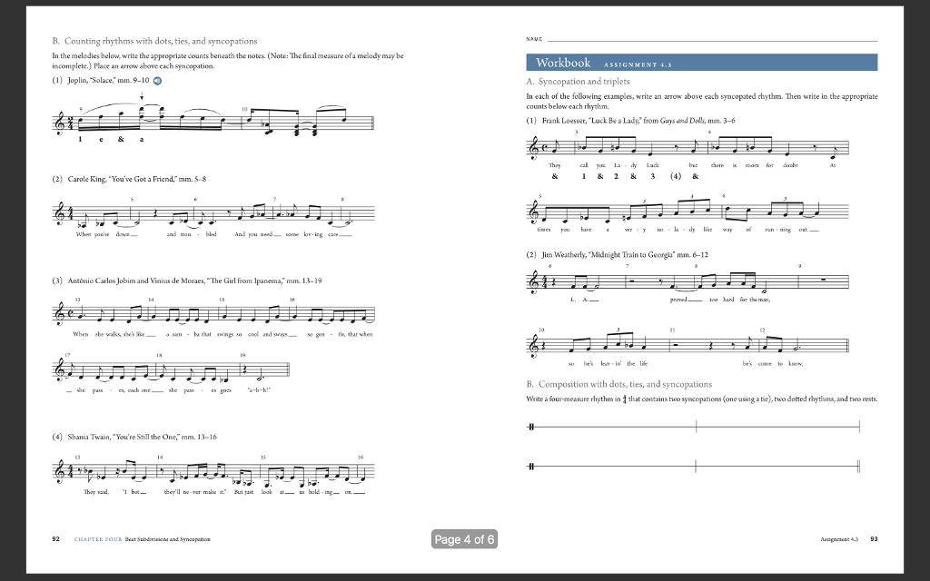 NAME Workbook ASSIGNMENT 4.1 A. Dots and ties For | Chegg.com