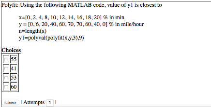 Solved Polyfit: Using the following MATLAB code, value of y1 | Chegg.com