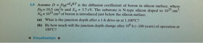 Solved Assume D = D0e^-Ea/kT is the diffusion coefficient of | Chegg.com