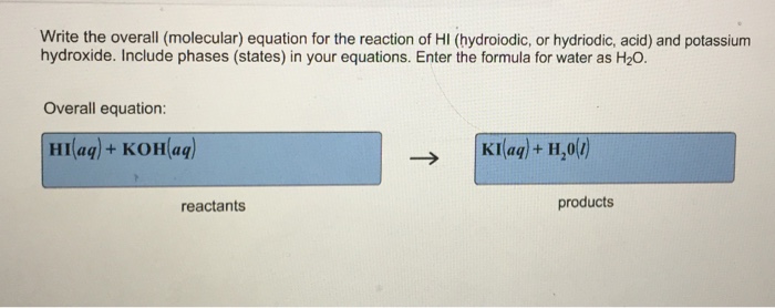 Solved Write the overall (molecular) equation for the | Chegg.com