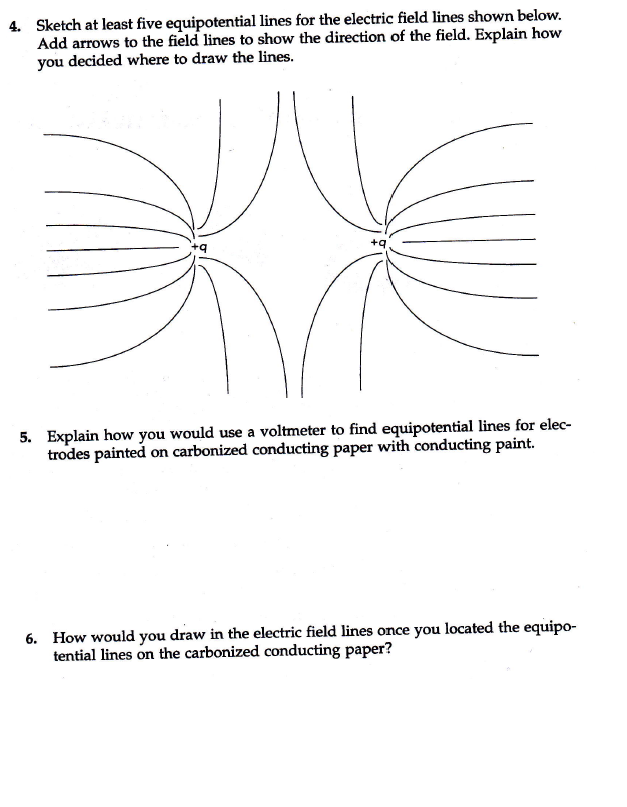 Sketch at least five equipotential lines for the | Chegg.com