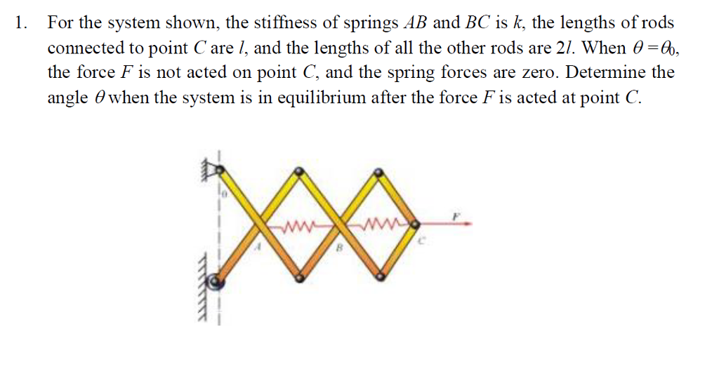 Solved 1. For the system shown, the stiffness of springs AB | Chegg.com