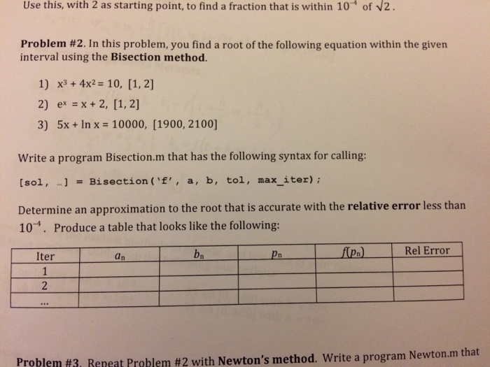 Solved In this problem, you find a root of the following | Chegg.com