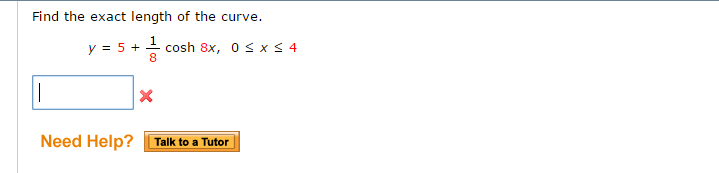 Solved Find the exact length of the curve. y = 5 + 1/8 cosh | Chegg.com