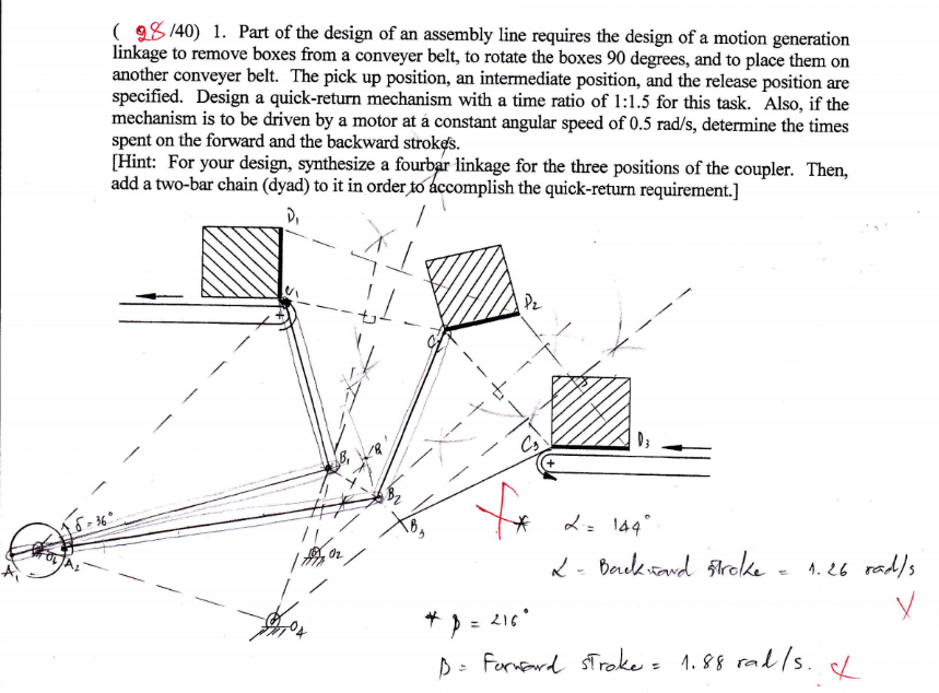 Design a quick-return mechanism with a time ratio of | Chegg.com