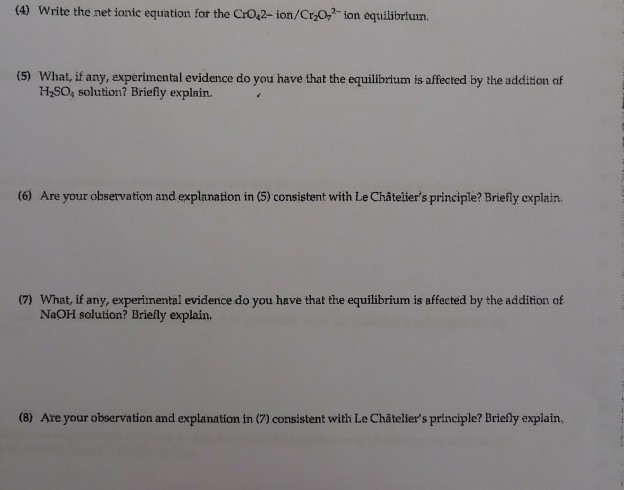 Solved (4) Write the net ionic equation for the | Chegg.com