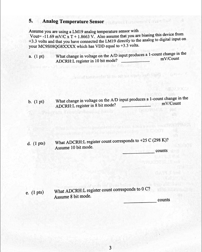 5. Analog Temperature Sensor Assume you are using a | Chegg.com
