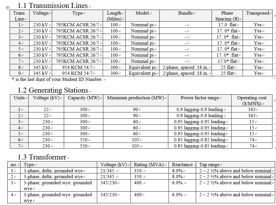 .1 Transmission Lines» Trans. |Voltage* Line Phase | Chegg.com