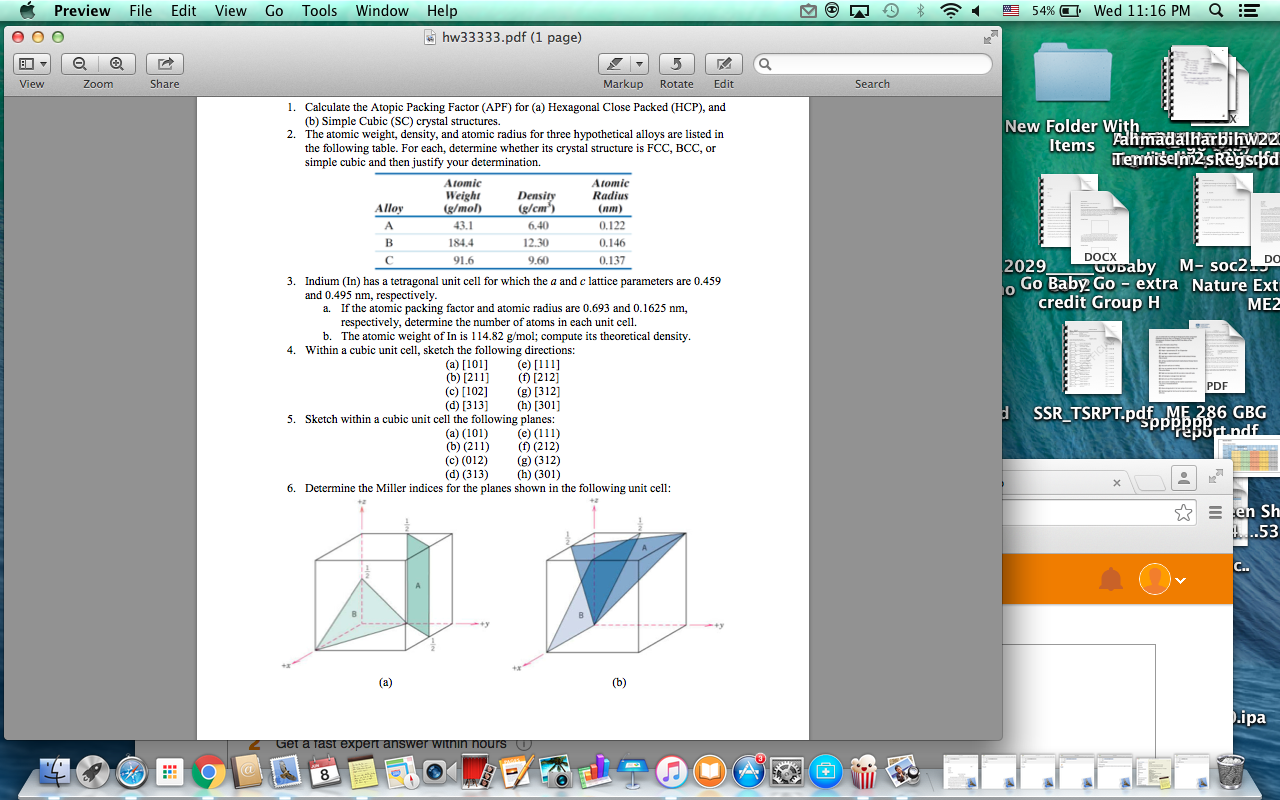 Solved Calculate The Atopic Packing Factor Apf For A