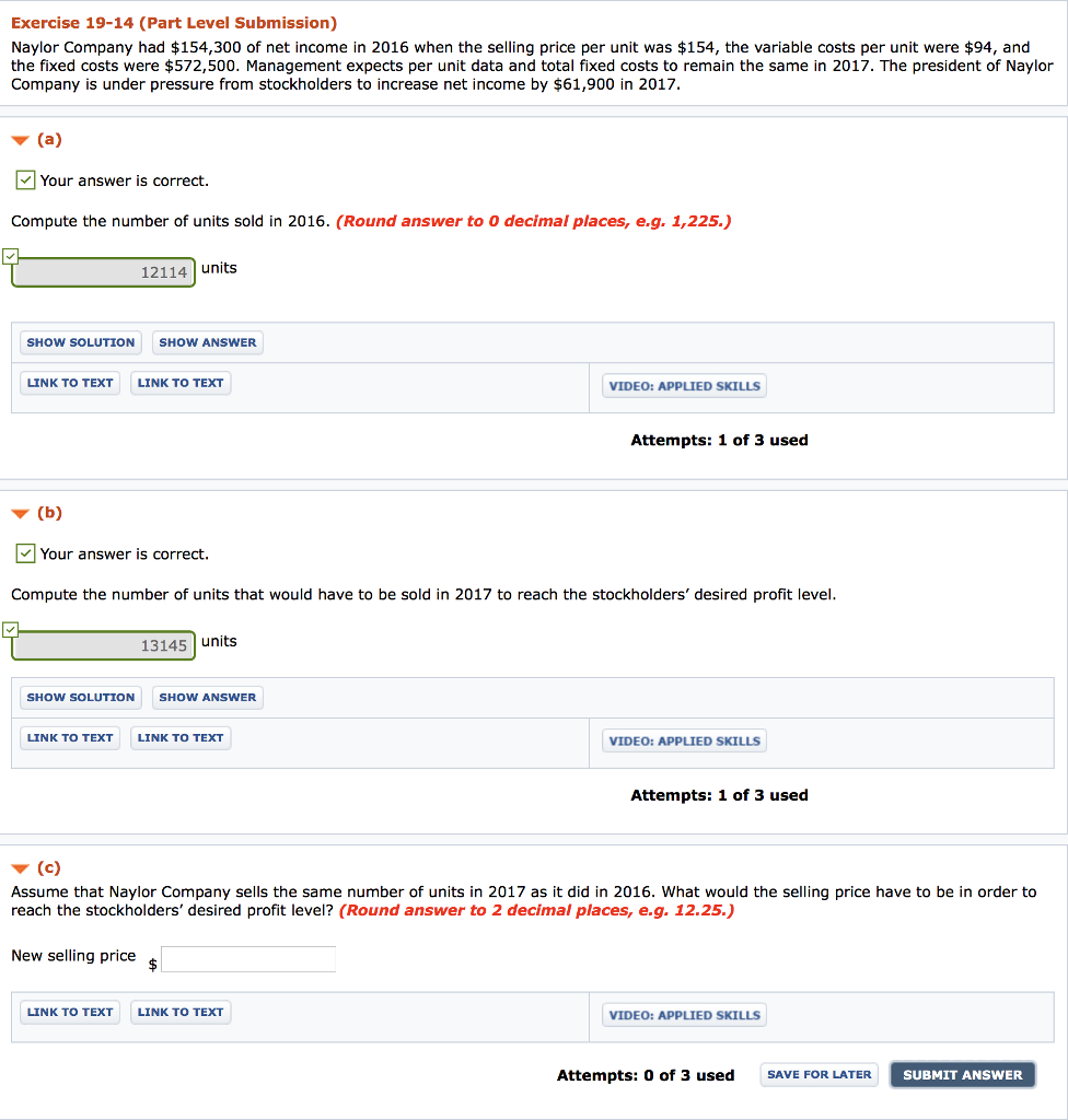 Solved Exercise 19-14 (Part Level Submission) Naylor Company | Chegg.com