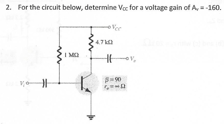 Solved For the circuit below, determine V_cc for a voltage | Chegg.com