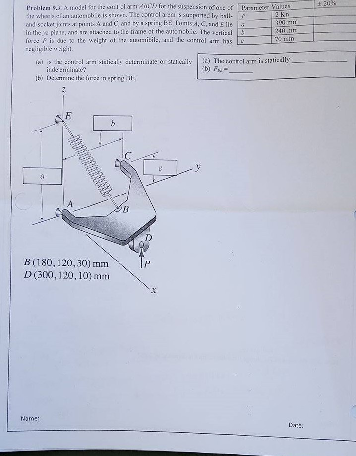Solved A model for the control arm ABCD for the suspension | Chegg.com