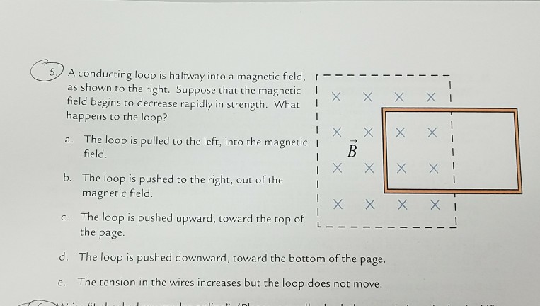 Solved A conducting loop is halfway into a magnetic field, r | Chegg.com