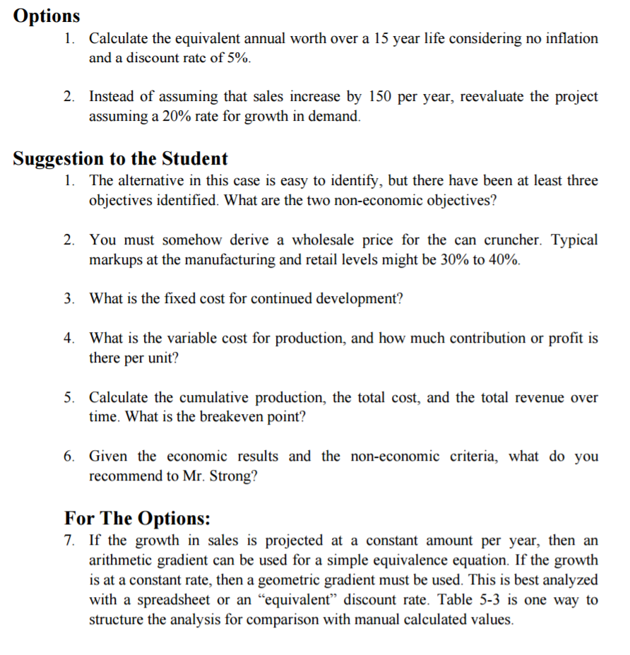 Case 5 Can Cruncher One project in a junior | Chegg.com