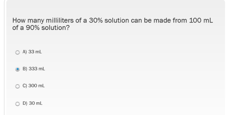 Solved How many milliliters of a 30% solution can be made | Chegg.com