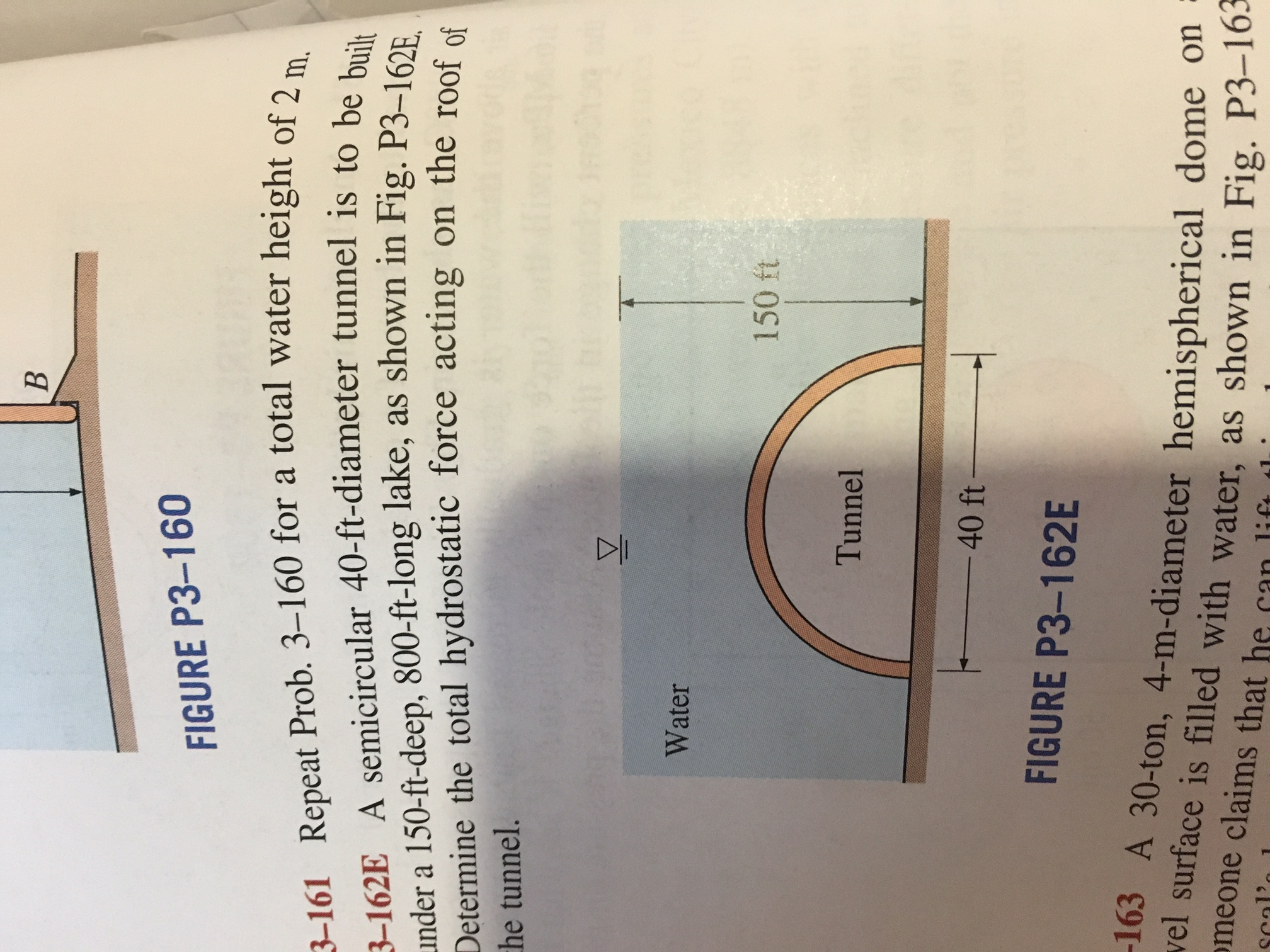Solved 3-162E only A semicircular 40-ft-diameter tunnel is | Chegg.com