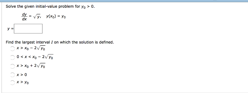 Solved Solve The Given Initial Value Problem For Y0