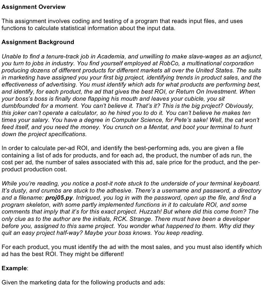 Assignment Overview This Assignment Involves Coding
